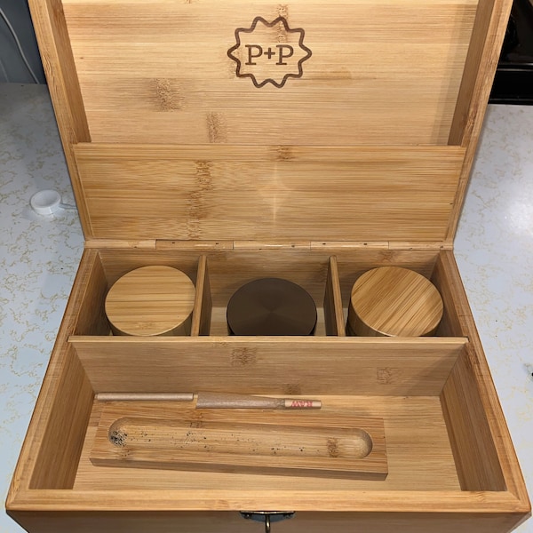 Pike & Pine Handmade Large Stash Box Combo - Includes Grinder + 2 Stash ...