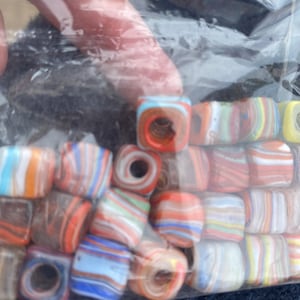 Traditional Turkish Artisan Handmade Cube Glass Beads, Large Hole Glass ...