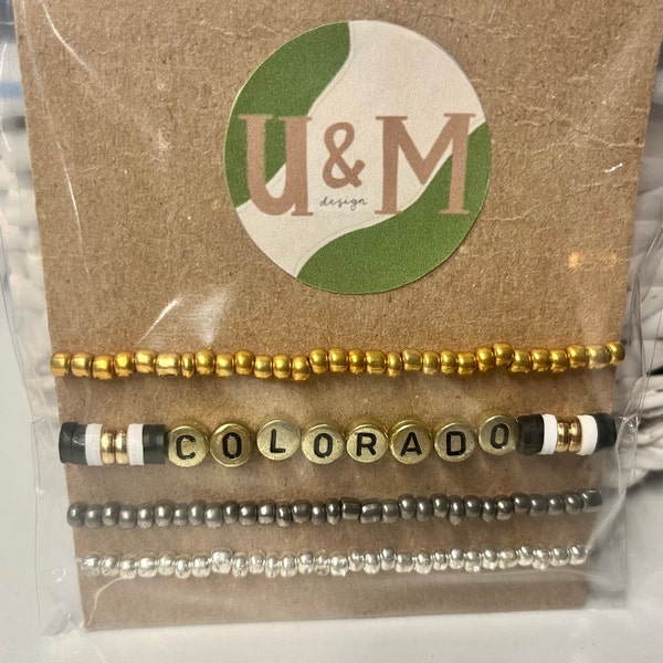 Custom Collegiate Beaded Bracelets, Heishi Bead Bracelet, Personalized ...