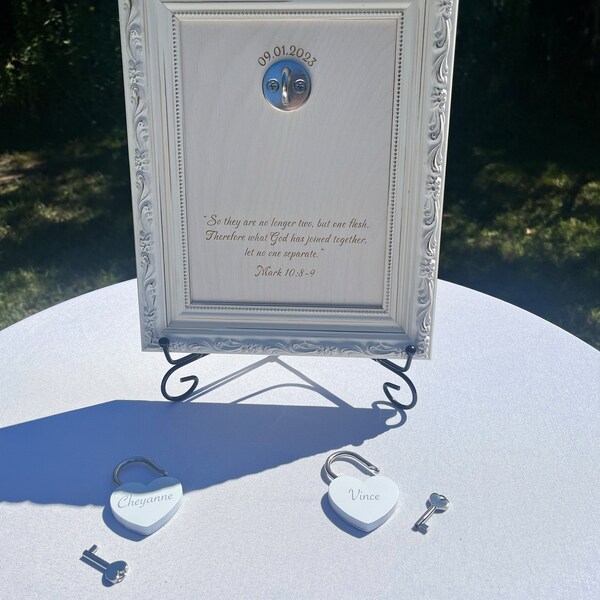 Vintage Green Frame Wedding Love Lock Ceremony Set With White Padlocks ...