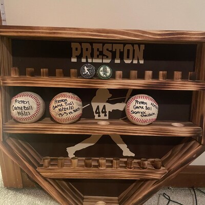 Personalized Player-at-bat Baseball and Ring Display Holds 22 Rings ...