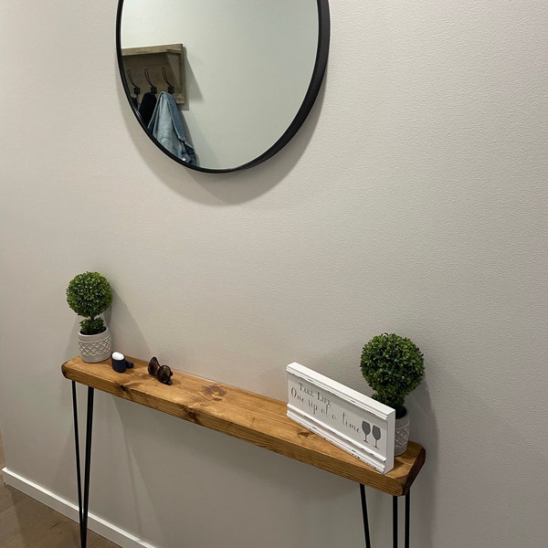 RUSTIC Console Table SLIMLINE With Hair Pin Legs | Reclaimed Timber ...