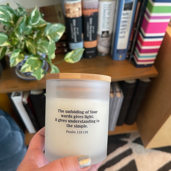 Personalized Bible Verse Candle, Custom Christian Scripture Gift ...