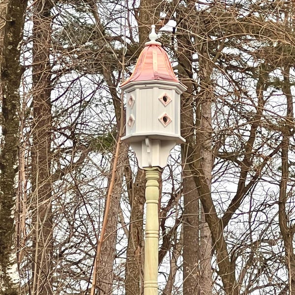 Bird House With Bell Copper Roof Handmade, Octagon Shape, Extra Large ...