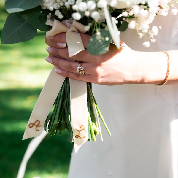 Custom Embroidered Velvet Ribbon | Hand Stitched Ribbon With Initial ...