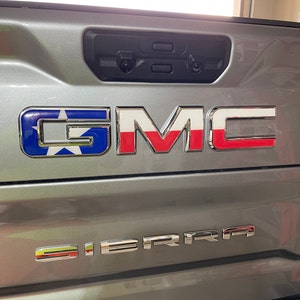 PRECUT GMC Sierra Gel Coated domed Patriotic Flag Emblem Overlay ...