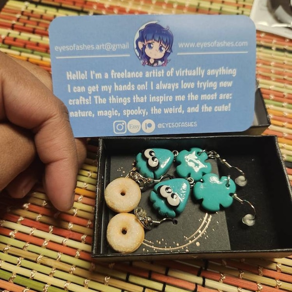 Splatoon Squid & Splat Earrings - Dark Blue, Blue, Cyan, Purple, Pink ...