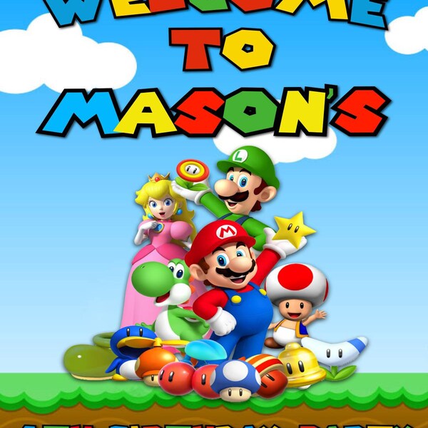 Mario Brothers Sign, Personalized Birthday Welcome Sign, Mario Bros ...