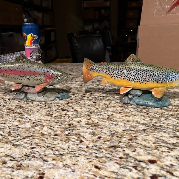 Rainbow Trout River Sculpture Fishing Gift for Anglers Handmade Made in ...