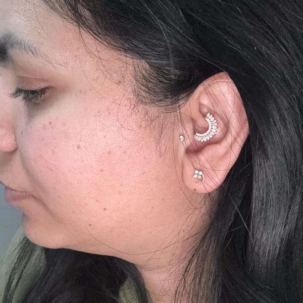 14k Solid Gold Dollar Sign Cartilage Earrings Money Stud Earrings ...