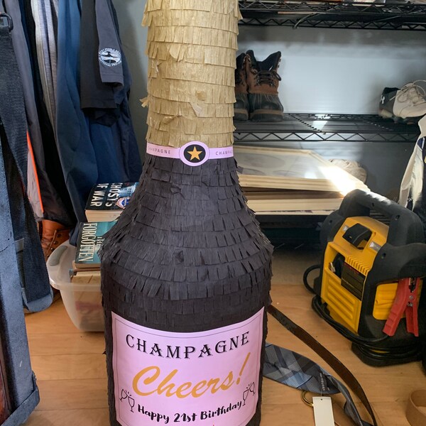 Champagne Bottle Pinata 3D. 28in Tall. Party Decoration Supplies ...