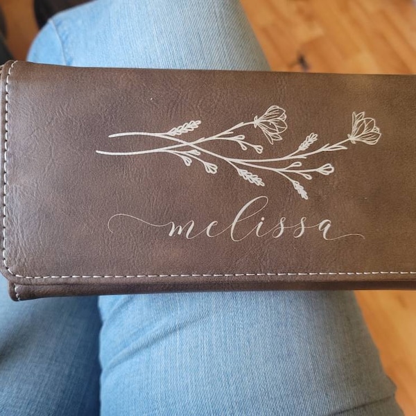 Personalized Leather Wallet for Women, Custom Leather Purse, Women ...