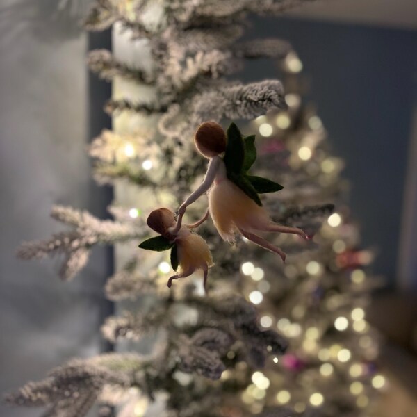 Needle Felted Angel Figure Wishing Elf Girl Star Stick Home Décor Wall ...