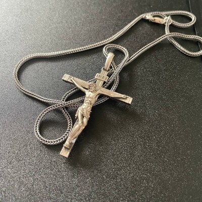 Personalized Silver Jesus Cross Necklace, Handmade Crucifixion of Jesus ...