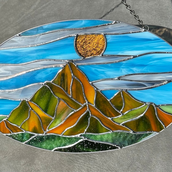 Mountain Range Stained Glass Pattern Digital Download Mountains Rockies ...