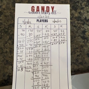 Family Game Night Score Pad Personalized Family Game Night Score Pad ...