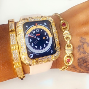 41mm 45mm Rose Gold CZ Apple Watch Bezel Bumper Swarovski - Etsy