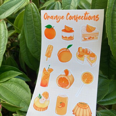 Orange Sticker Sheet Kawaii Aesthetic Cake Cute Desserts Fruit Planner ...
