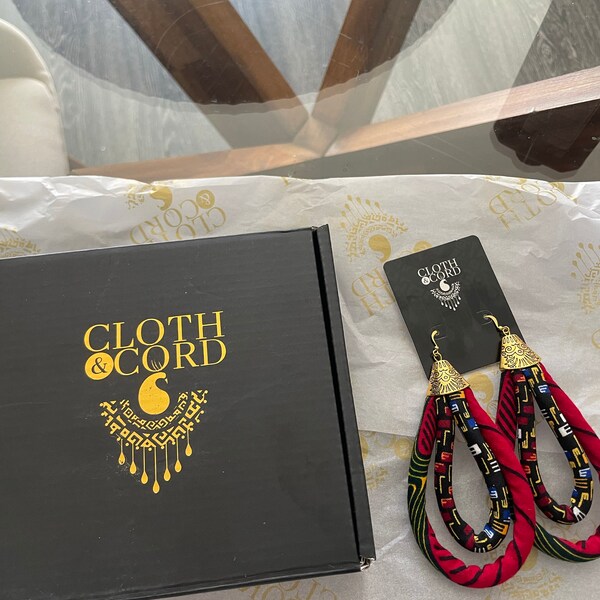 African Tribe Jewelry Red Africa Earrings Ankara African Double Loop ...