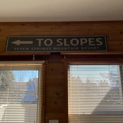 Slopes Wood Sign, Ski Arrow Sign, Custom Ski Resort Sign, Ski Lover ...