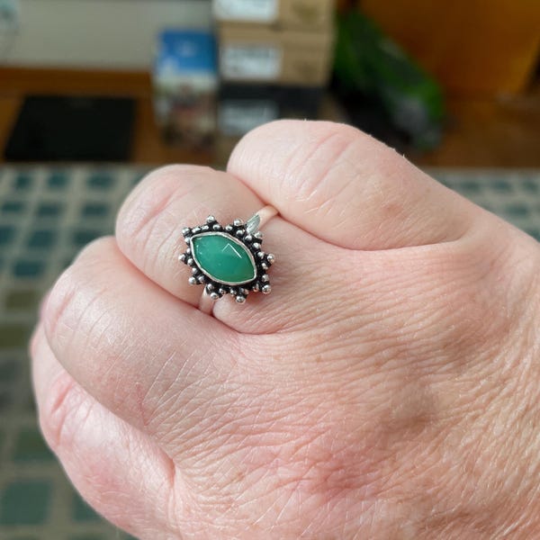 Natural Raw Emerald Ring, Sterling Silver Ring, Crescent Moon Ring ...