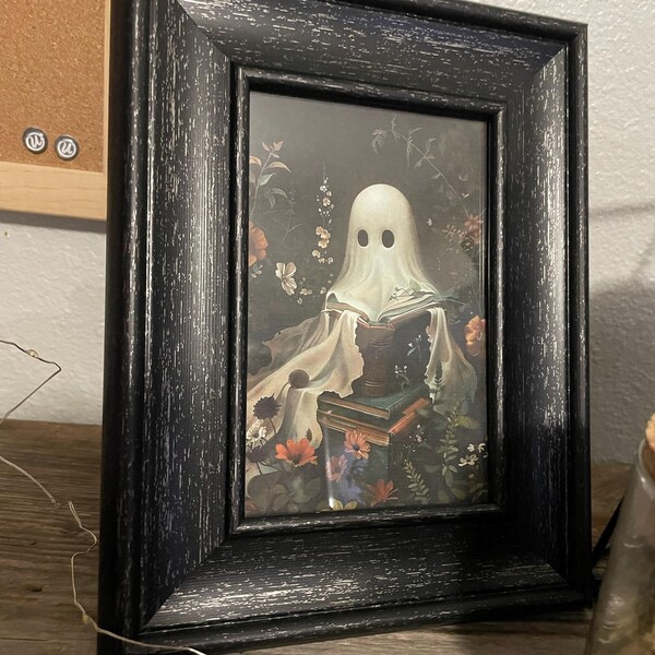 Set of 6 Printable Halloween Ghost Print, Floral Ghost Portrait, Ghost ...