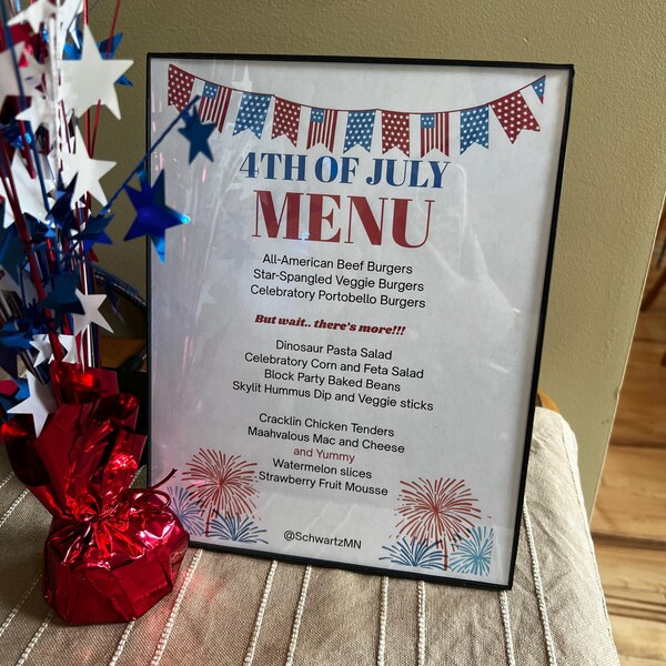 Editable July 4th Menu Template, Patriotic Independence Day Menu Sign ...