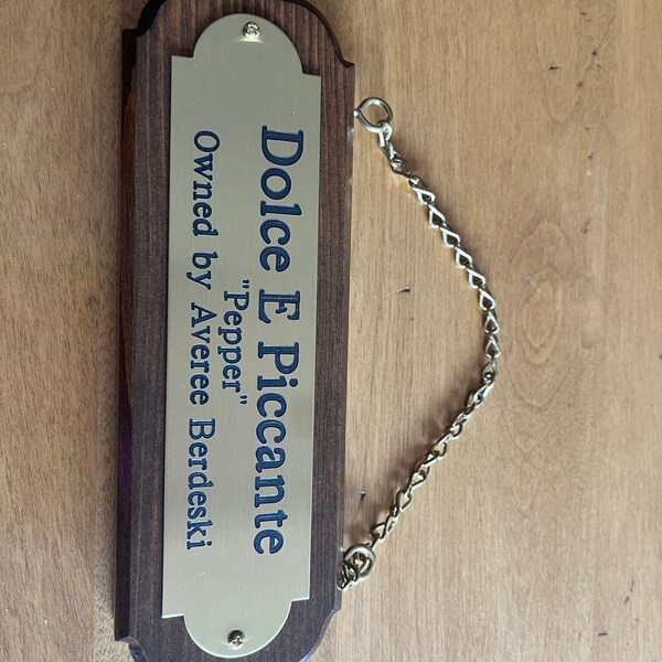 Fancy Horse Stall Name Plate Solid Brass and Wood Personalized, Stall ...