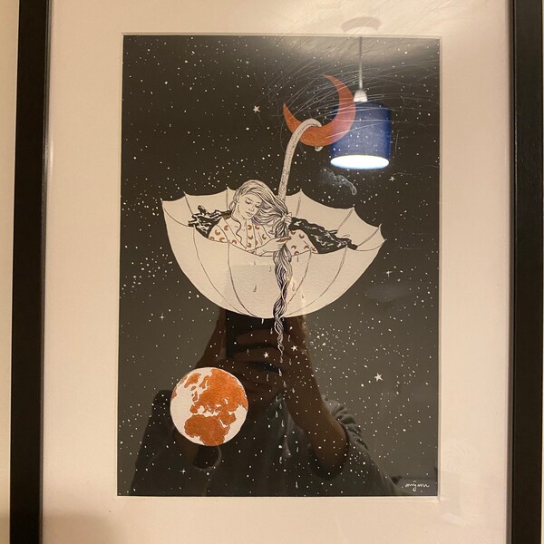 Queen of Goats. Art Print Illustration of a Woman Holding a Baby Goat ...