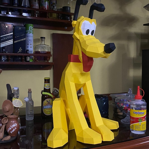 Papercraft Pluto Sitting, Dog, Pdf, SVG and DXF Format Compatible With ...