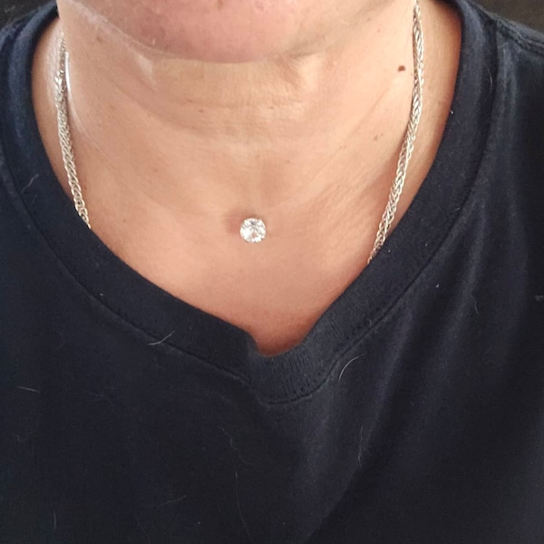 Invisible Necklace Small Solitaire Pendant 4 Prongs in 6mm Austrian ...