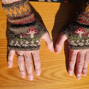 Fair Isle Fox Mitten, Knit Fingerless Gloves, Fair Isle Mittens, Hand ...