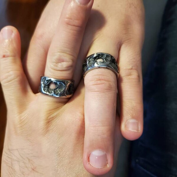 Black Iron Ring Band, Hand Forged Pagan Ring, Rustic Men's Women's Ring ...