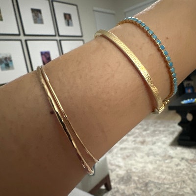Set of Three Thick Gold Bangles 14k Gold Filled Bracelet Thick Gold ...