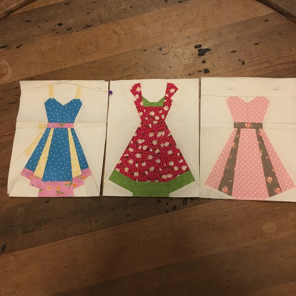 Vintage Dresses Quilt Block, Paper Piecing Pattern - Etsy
