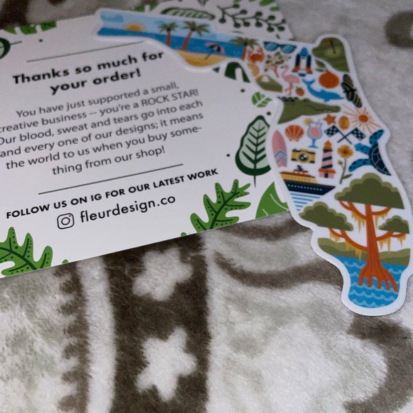 Florida Sticker, Florida Gift, State Map Decal, Waterproof Water Bottle ...