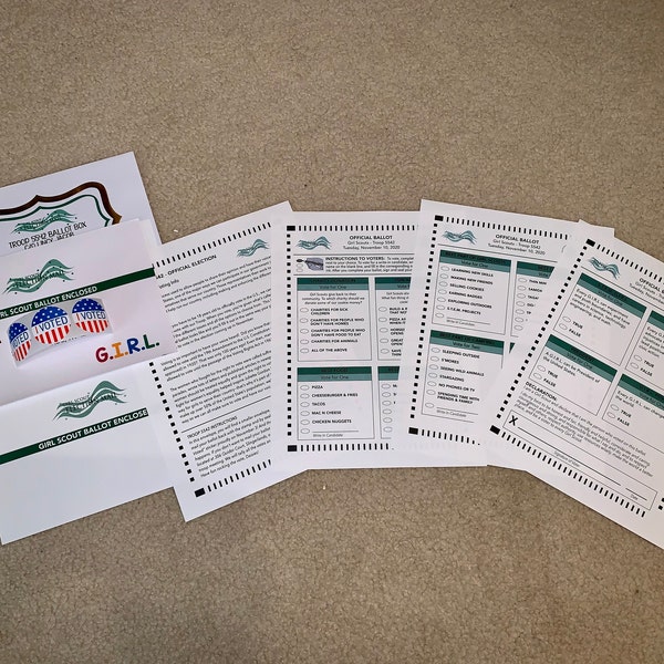 Girl Scout Mock Voter Registration Cards - Election - INSTANT DIGITAL ...