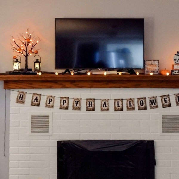 Vintage-inspired Halloween Decor, Banner With Black Bows and ...