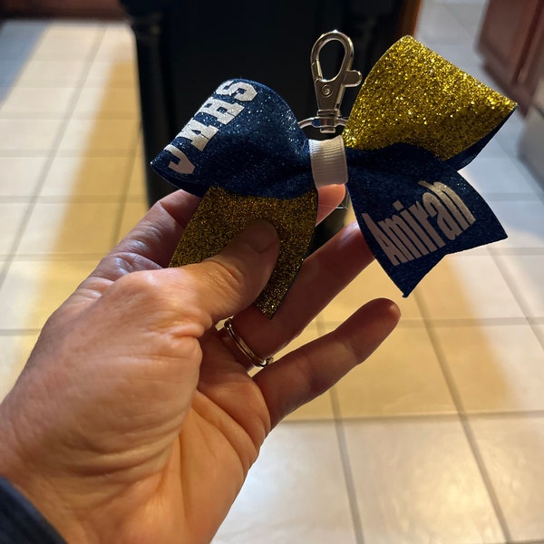 Cheer Bow Key Chain or Back Pack Bow. Customized in Your Colors - Etsy