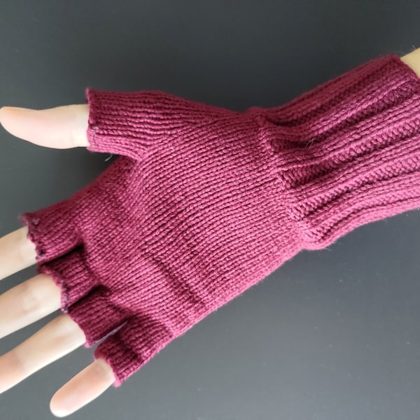 Navy Blue Finger Tipless Gloves, Hand Knitted 100% Alpaca Half Finger ...