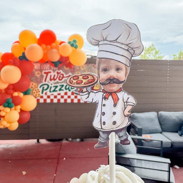 Pizza Chef Pizza Party Personalized Face Cupcake Toppers - Etsy