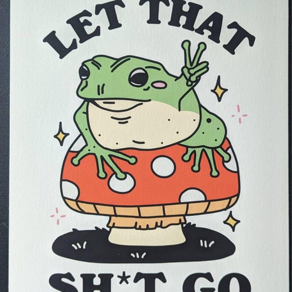 Retro Frog Poster, Funny Quote, Rude Bathroom Print, Frog Mushroom ...