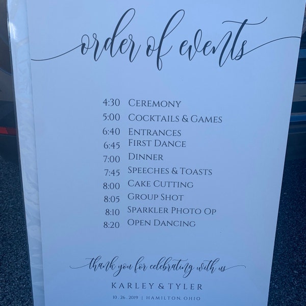 Wedding Order of Events Poster, Wedding Poster Template, Order of ...