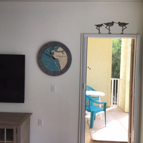 Manatee River 3D Wood Map Nautical Wall Clock, Bradenton Carved Water ...
