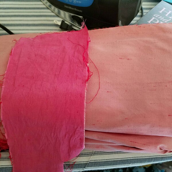 MALIBU Jacquard Stripe Watermelon Saffron Pure Silk Dupioni Taffeta ...