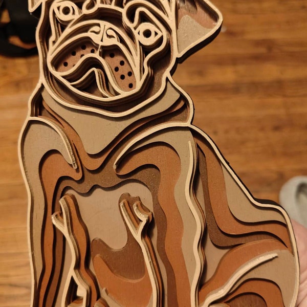 PUG DOG Laser Cut Files Svg Dog File and Dog Dxf Wood, Layered Dog Svg ...