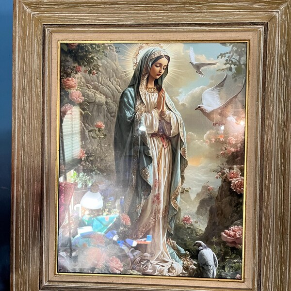Virgin Mary Rose Portrait: Catholic Art Print (digital Download) - Etsy