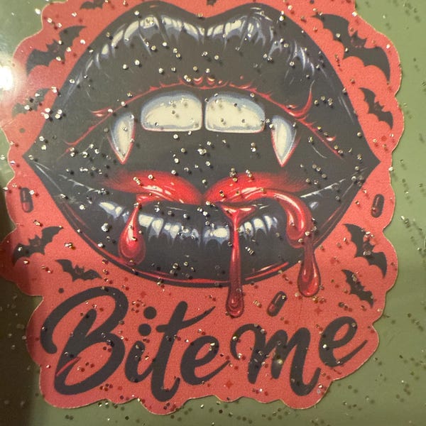Vampire Bite Me Sticker / Bookish Sticker / Spooky Sticker / Bookish ...