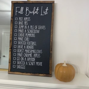 Fall Bucket List | Customizable | Farmhouse Sign | Chalkboard Wood Sign ...