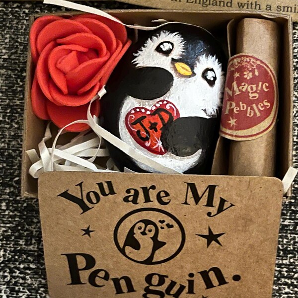 Penguin Pebble Romantic Gift for Boyfriend Girlfriend, Cute Anniversary ...